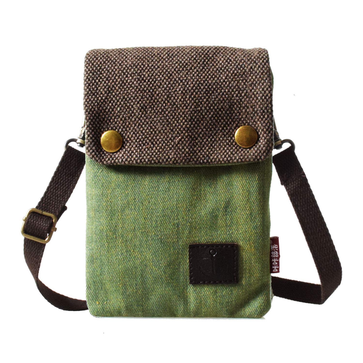 WITERY Small Crossbody Bags for Women - Handmade Cute Canvas Cross Body Phone Purse Cloth Pouch with Adjustable Shoulder Strap, Mini Teen Girl Travel Cell Phone Purse Wallet