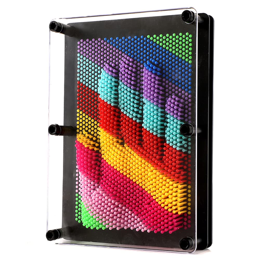 Sharkwill 3D Pin Art Sensory Toy Rainbow Needles Fidget Palm Board Extra Large(6 x 8 Inches) Arouse Sense of Imagination Innovative Boundless Creativity