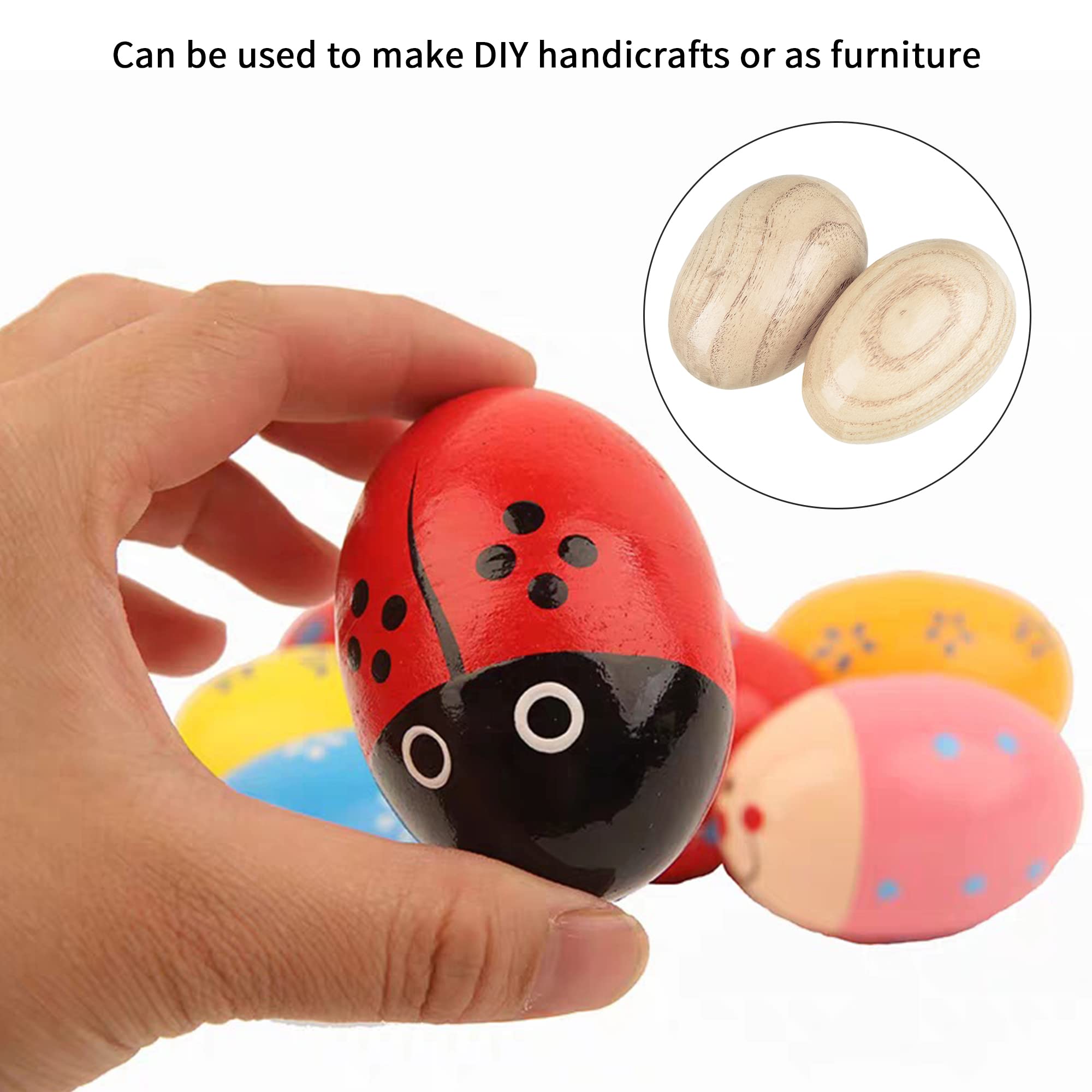 Bstinay 2 Pieces Natural Finish Percussion Wooden Egg Shakers Percussion Instrument