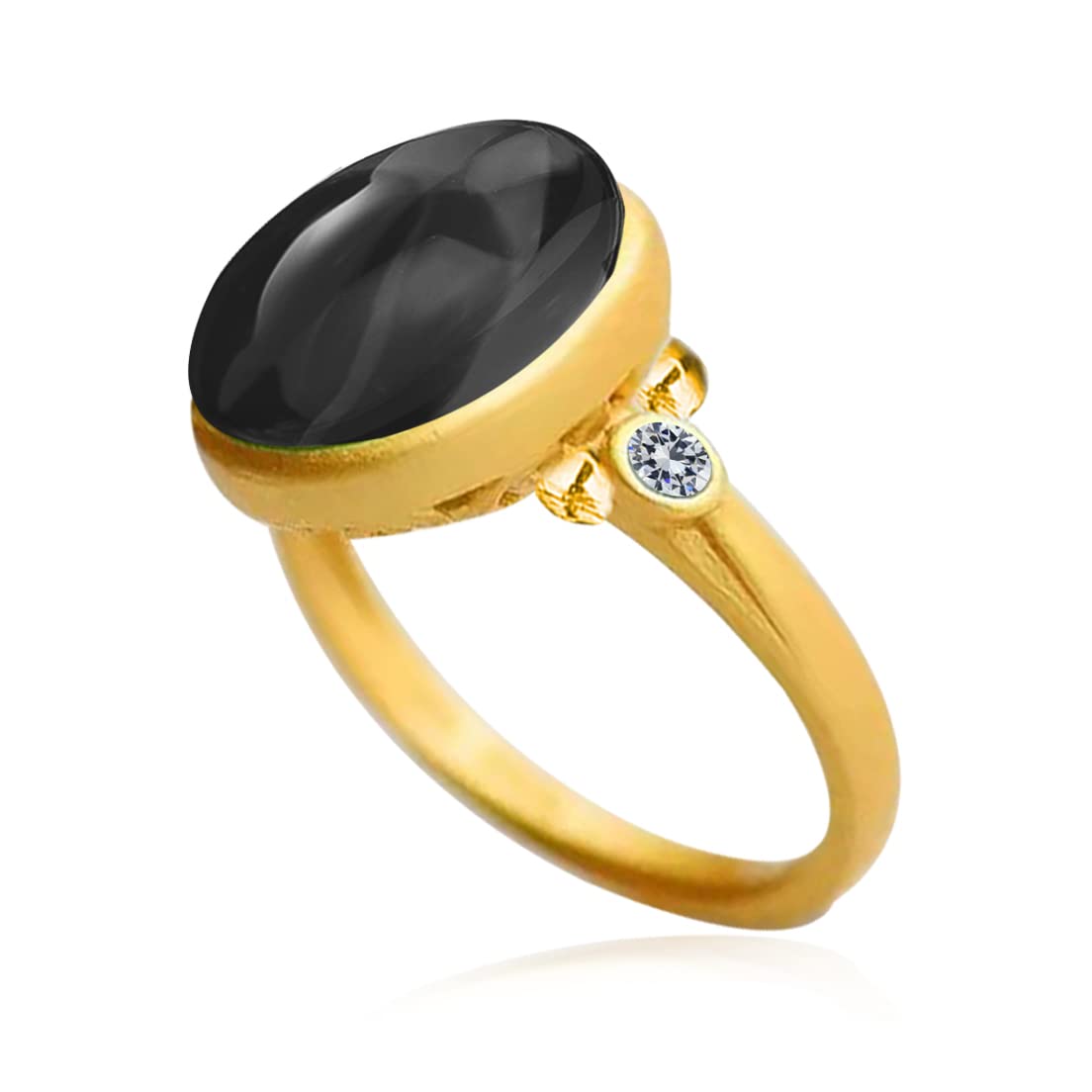 DALEGEM Natural Oval Agate Onyx Stone Ring,14K Gold Real Genuine Crystal Quartz Gemstone Stone Ring Jewelry (Stone_A, Adjustable)