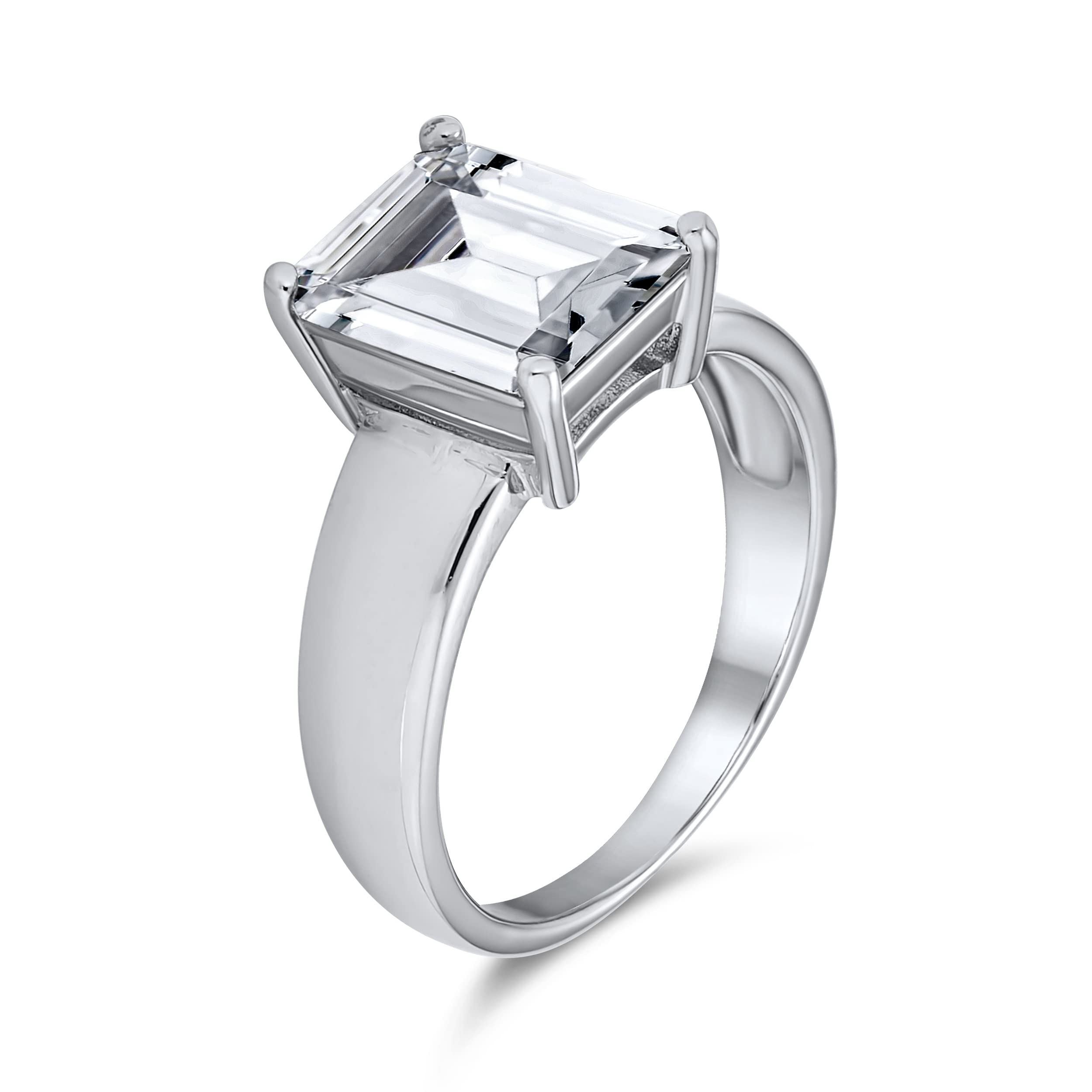 Bling Jewelry Sterling Silver 3 ct Radiant Cut CZ Solitaire Engagement Ring - Size 6