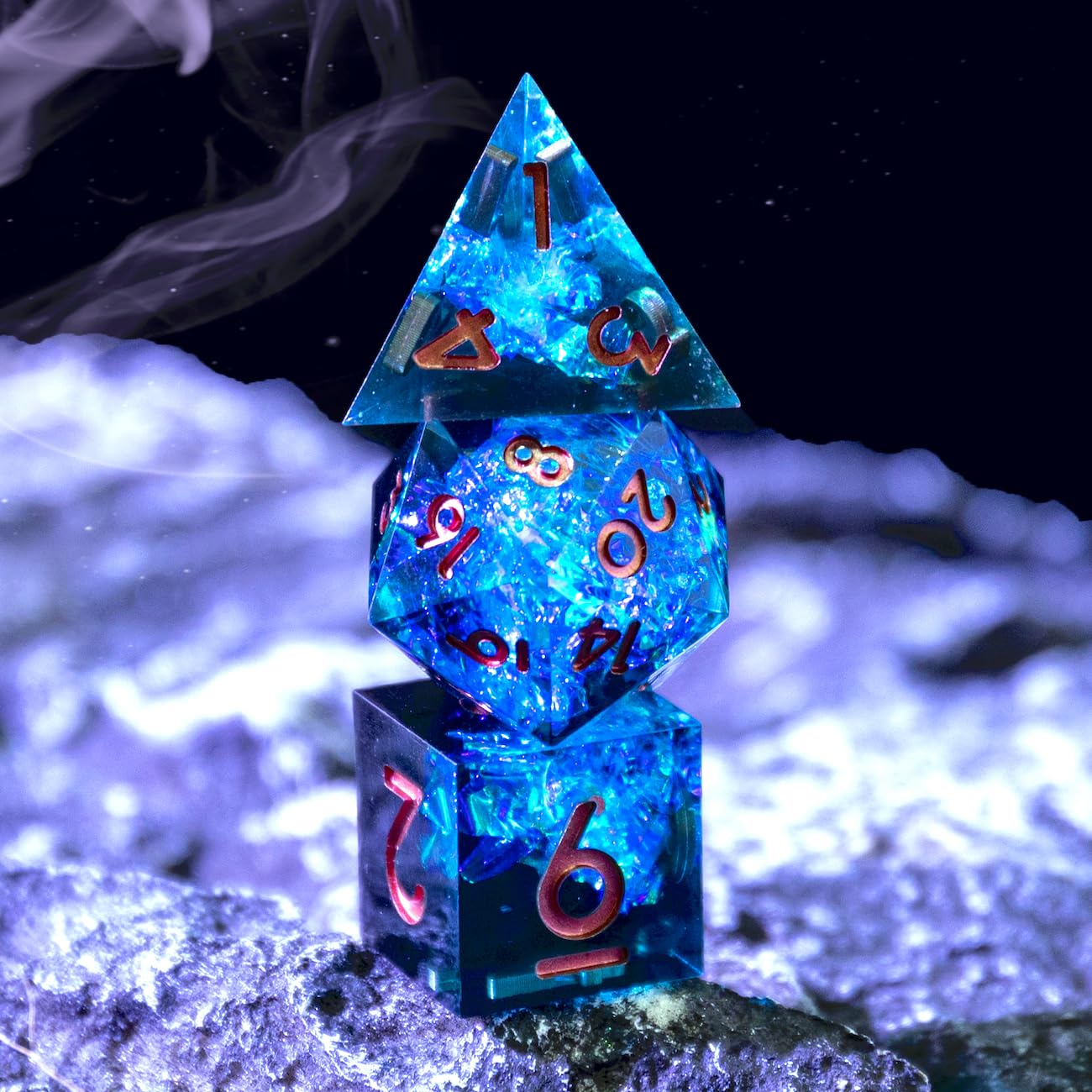 Sharp Edge DND Dice Set Handmade 7 Accessories Dice for Dungeons and Dragons TTRPG Games, Multi-Sided RPG Polyhedral Resin Sharp Edge Dice Roleplaying Games Shadowrun Pathfinder MTG