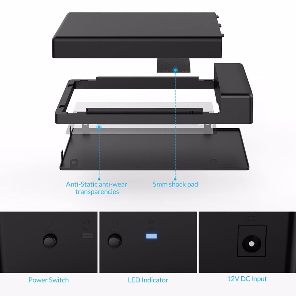 CZDYUF Hard Drive Enclosure SATA to USB3.0 External Hard Drive Docking Station for 2.5 3.5 Inch HDD SSD Support UASP 18TB Drives