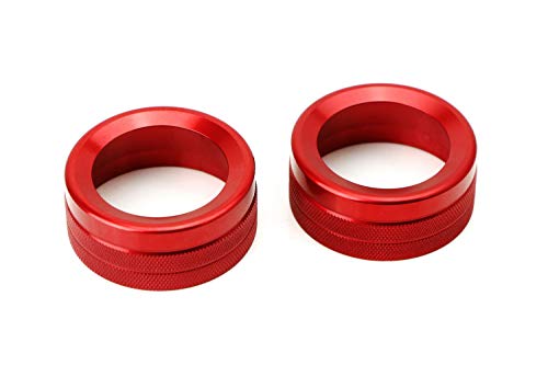 iJDMTOY 2pc Red Sports Aluminum AC Climate Control and Radio Volume Knob Ring Covers Compatible With Porsche 2014-up Macan, 2011-2018 Cayenne, 2010-2016 Panamera, 2012-2019 911