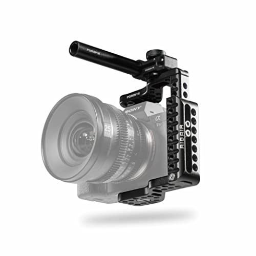 PDMOVIE Camera Half Cage, Compatible with Canon 5/6/7D, Sony A, Panasonic GH, Nikon D810, and Other Series Cameras, Comes with 2 Cold Shoe Sockets, Multiple 1/4 Inch Threaded Holes (RIG AIR)