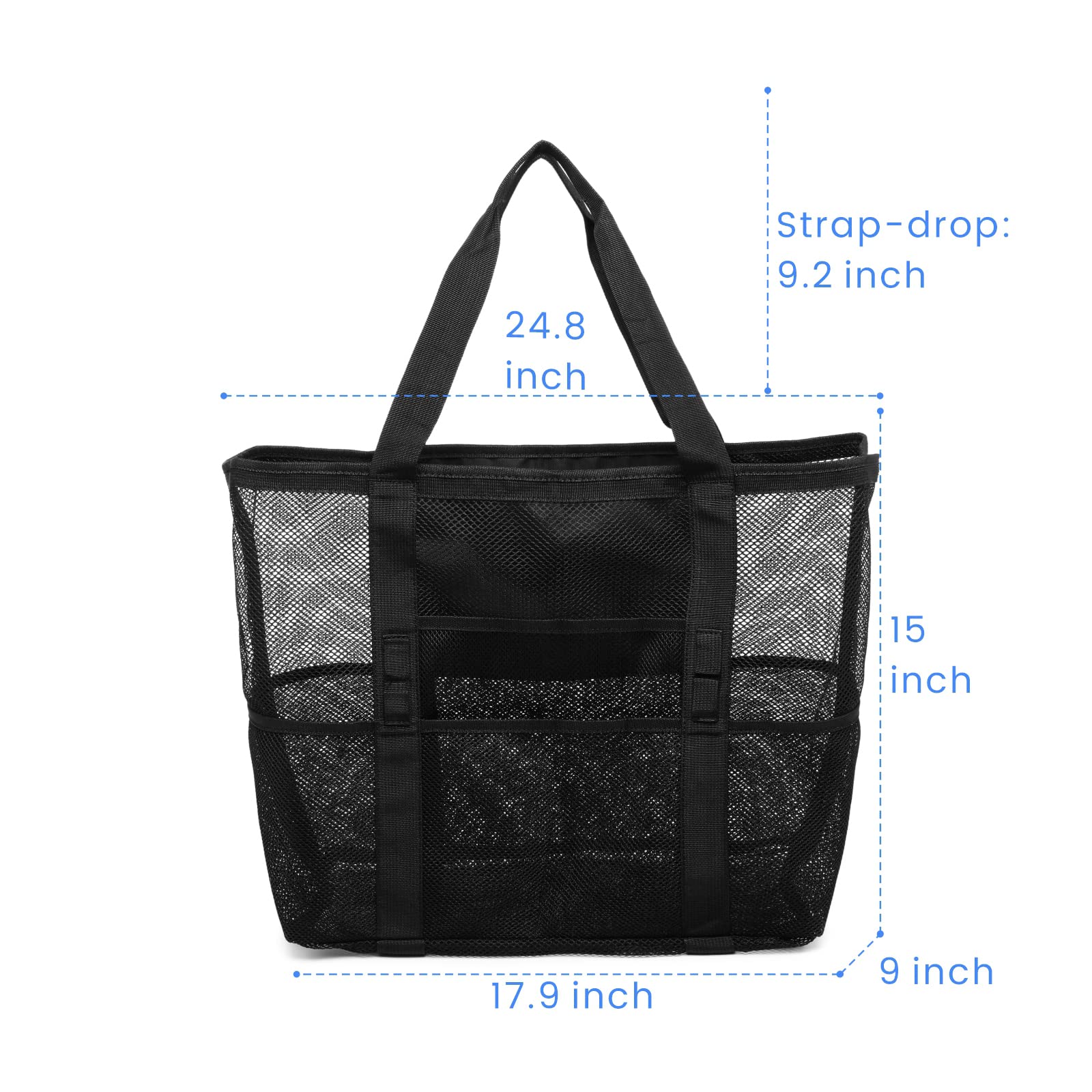 Cambond Beach Bag-Mesh Tote Bags for Women with Multiple Pockets, Black