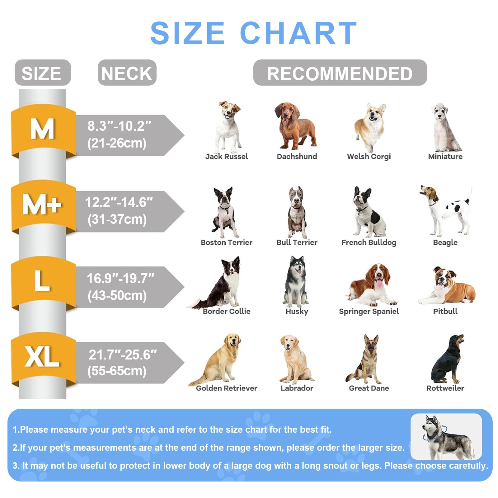 Inflatable Dog Cone, Soft Dog Cone Collar After Surgery for M L XL Dogs, with Detachable Anti Licking Shield and Inflator, 2 in 1 Adjustable Alternative, Does Not Block Vision, L