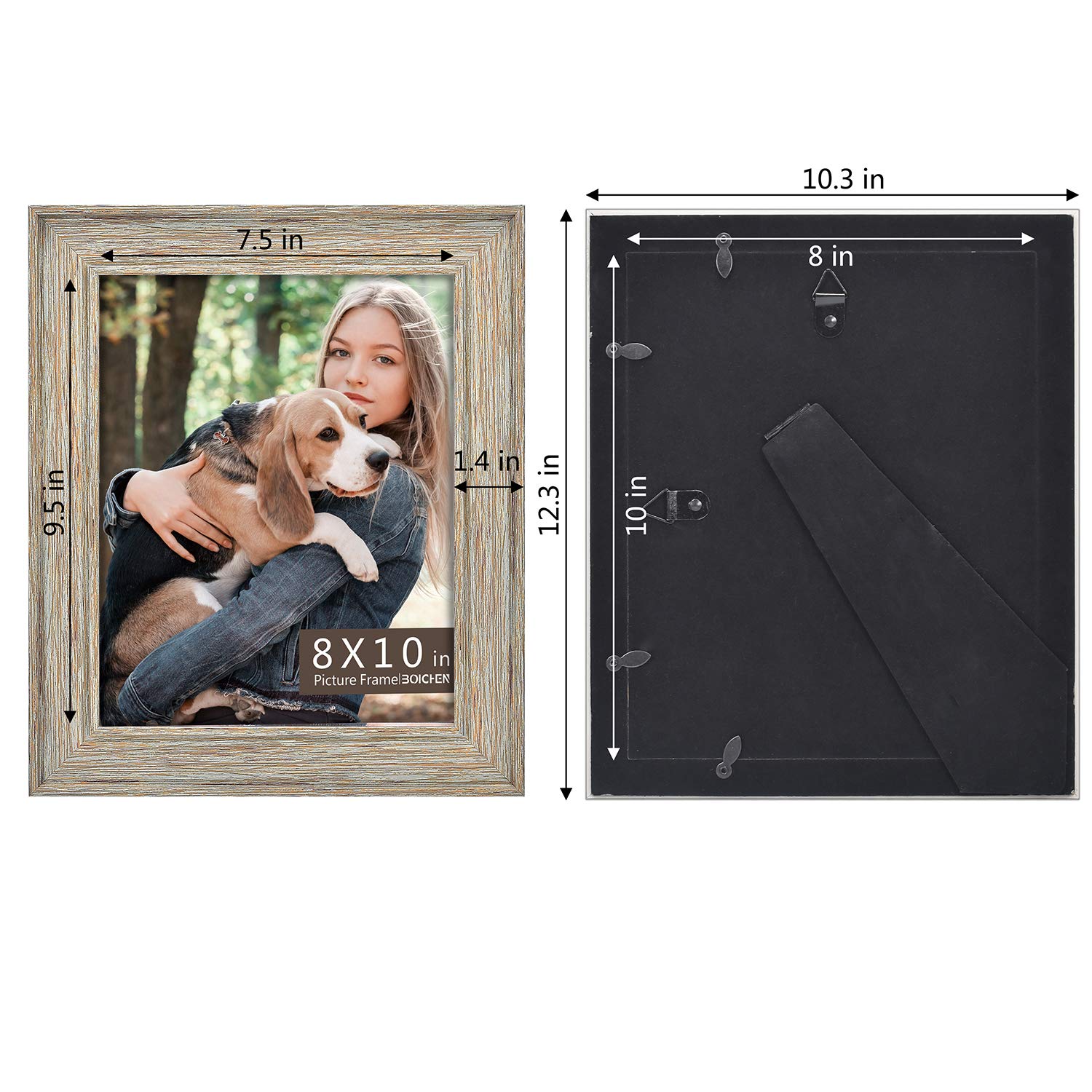BOICHEN 8x10 Picture Frame Black (3-Pack) - Rustic Farmhouse Photo Frame Set for Wall with Glass Cover Gilding Crafts Ready to Hang or Stand