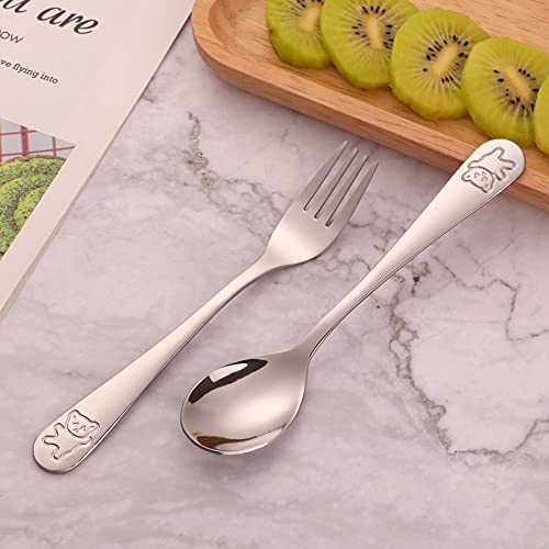 Kids Silverware Set, Poylim Children's Flatware,Safe Toddler Utensils, 4 Child Forks and 4 Child Spoons