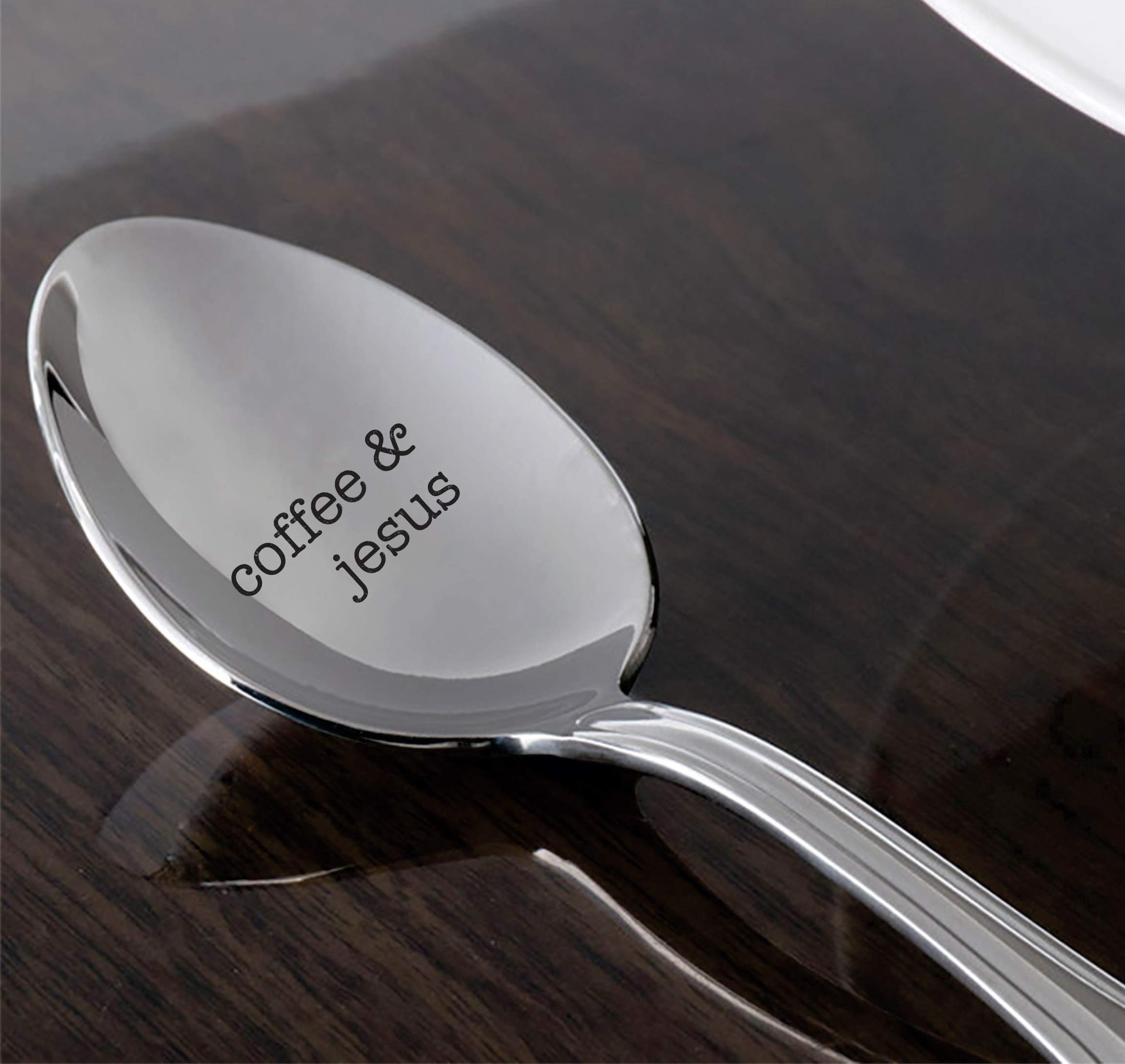 coffee Jesus engraved spoon - Christian Gifts for her - Pastor Gift Idea - Inspirational kitchen spoon - Religious spoon - Keepsake coffee spoon - Housewarming gift - Christmas gifts