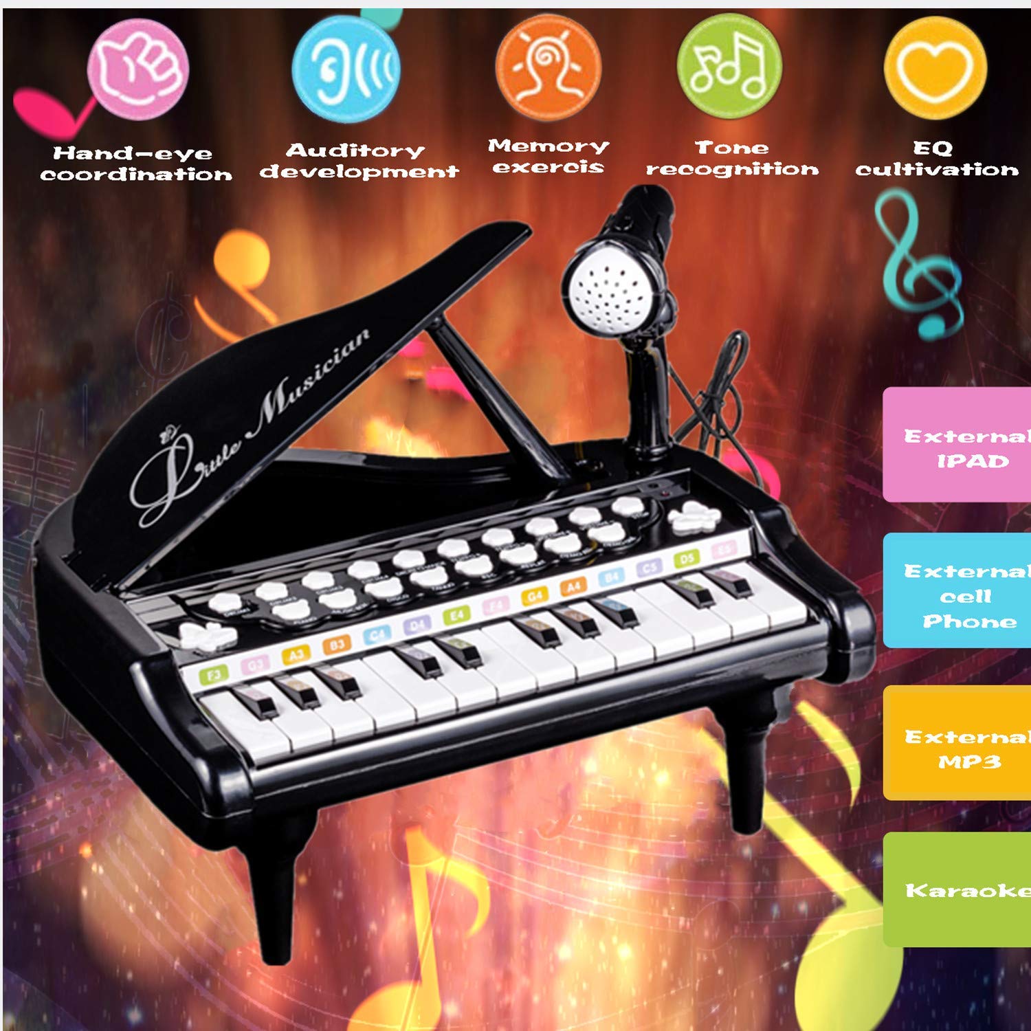 Love&Mini Toy Piano for Toddler - Birthday Gift for 1 2 3 4 5 Years Old Girls and Boys, 24 Keys Multi-Functional Baby Piano Toy with Microphone