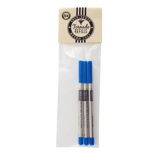 Retro 1951 Easy Flow 9000 Ballpoint Ink Refill, Blue, 3-Pack (REF77-B)