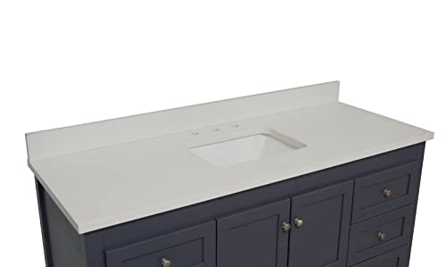 Kitchen Bath Collection Abbey 60-inch Single Bathroom Vanity (Quartz/Marine Gray): Includes Marine Gray Cabinet with Stunning Quartz Countertop and White Ceramic Sink