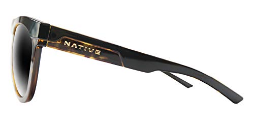 Native Eyewear Women's La Reina Polarized Round Sunglasses, Black/Tortoise/Gray, 47 mm