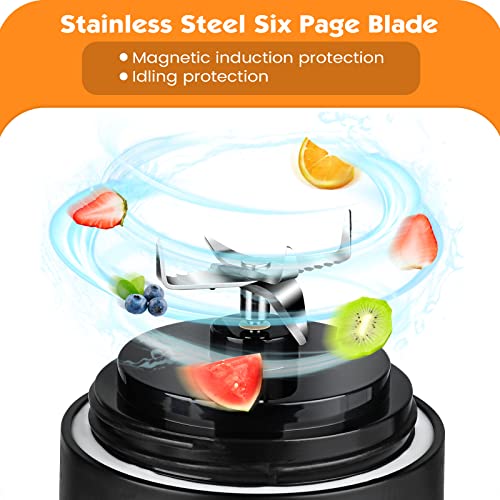 Portable Blender, 600ML Personal Blender for Shakes and Smoothies Mini Blender USB Rechargeable, Two Blend Modes, 20 oz Handheld Blender with 6 Ultra-sharp Blades for Travel, Office and Sports