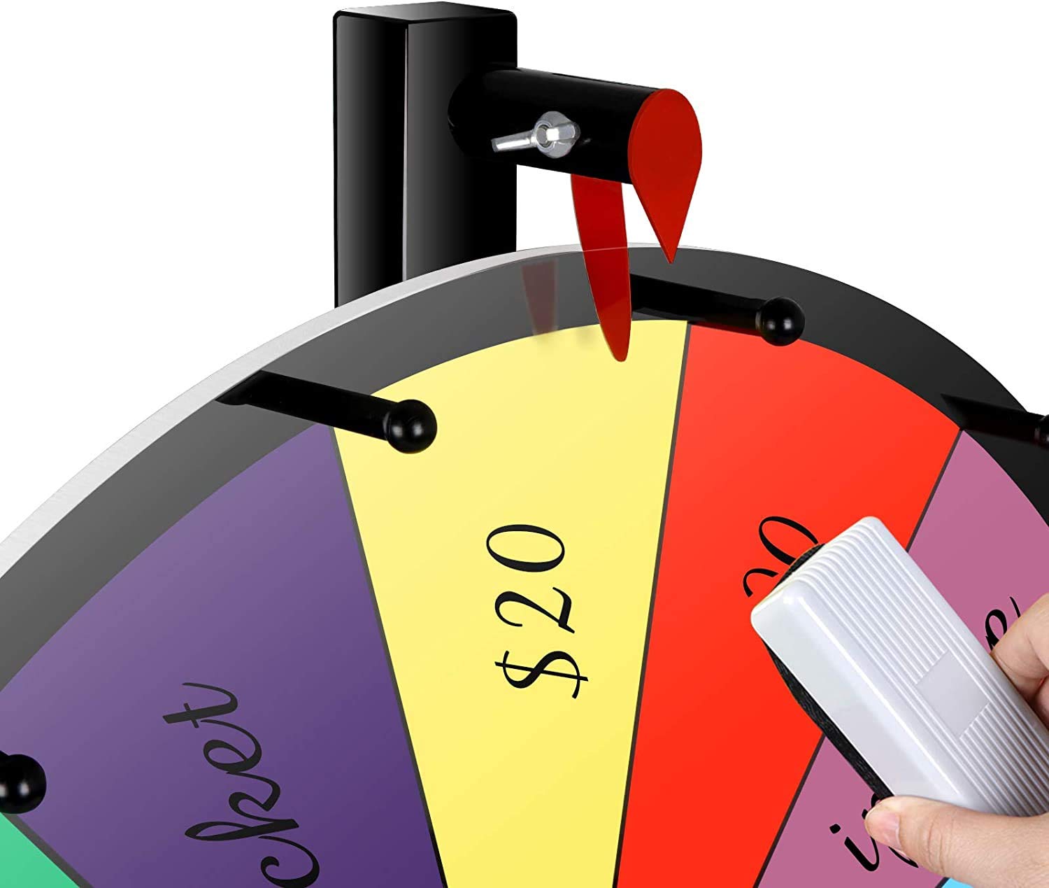 Smartxchoices Tabletop 24" Prize Spin Wheel 14 Spinning Slots Color Customize Spinner Wheel Game with Dry Marker Pen & Eraser,Trade Show Carnival Fortune