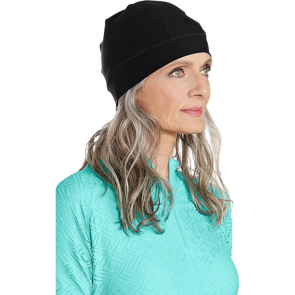 Coolibar UPF 50+ Unisex Aqua Sun Skully Cap - Sun Protective (One Size- Grey Water Print)