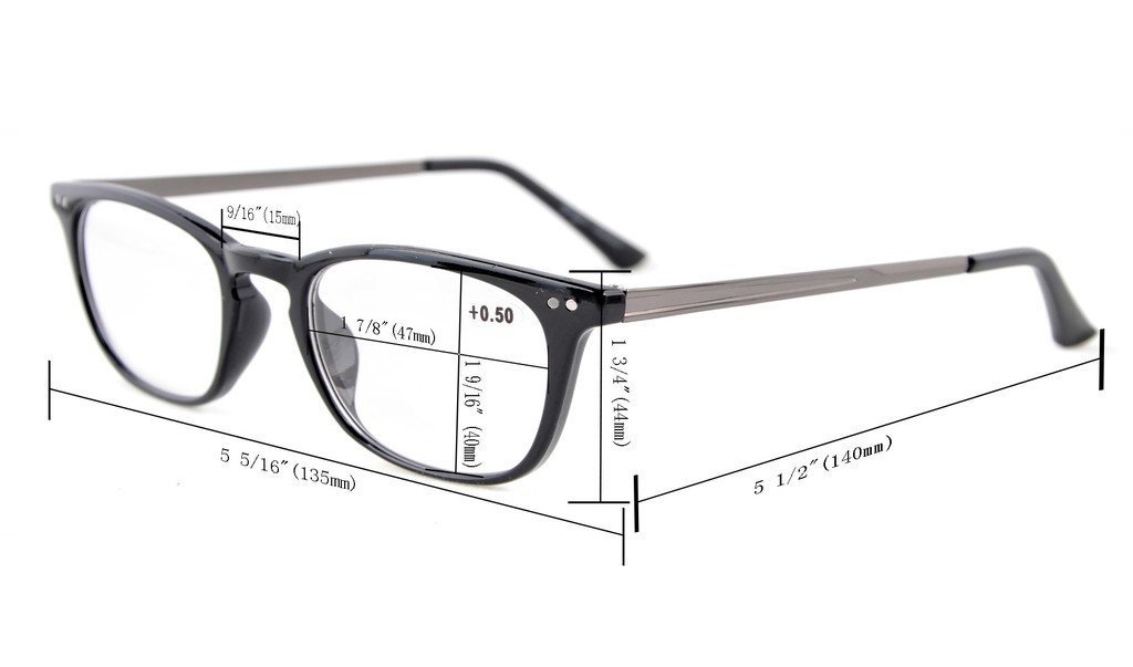 CessBlu Ladies Retro Computer Glasses Square Blue Light Filter Reading Eyeglasses Women(Black) +2.5