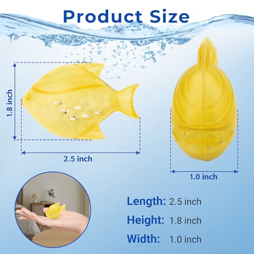 Funmit 6 Pack Universal Humidifier Cleaner Fish Compatible with Almost All Humidifiers and Fish Tanks, Purifies Water, Prevents Hard Water Build-Up, Reduces Scale, Yellow