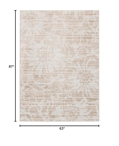 Inspire Me! Home Décor Iliana Modern Ivory Grey with Gold Accents 5'3" x 7'3" Area Rug, EasyCleaning, Non Shedding, Bed Room, Living Room, Dining Room, Kitchen (5x7)