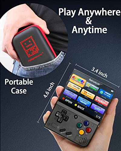 Miyoo Mini Plus,Retro Handheld Game Console with 64G TF Card,Support 10000+Games,3.5-inch Portable Rechargeable Open Source Game Console Emulator with Storage Case,Support WiFi.(Black)