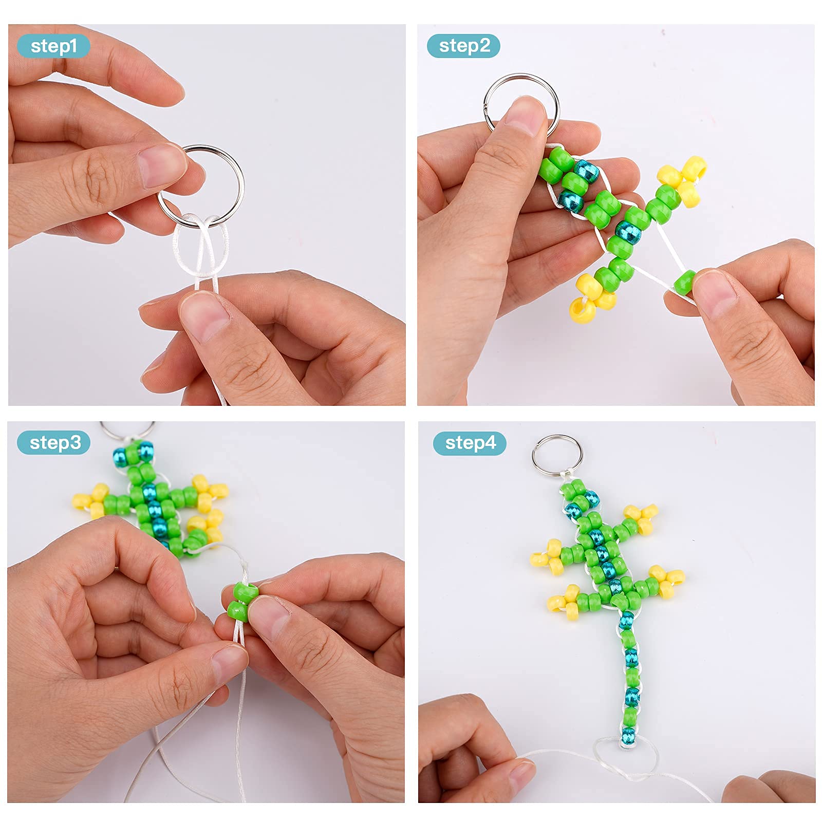 TBC The Best Crafts 641 PCS Bead Pets Crafts for Kids Pony Beads Pet Keychain Craft Kit DIY Keychain Kit Create Your Own Backpack Hook Keyring Lanyard Clips Kit Craft Projects Art Toys for Girls Boys