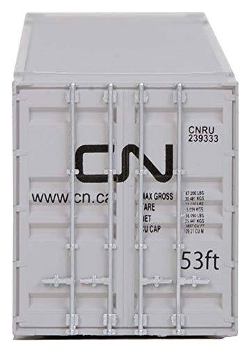 Walthers SceneMaster HO Scale Model of Canadian National (White, Black, Green) 53' Singamas Corrugated Side Container,949-8501