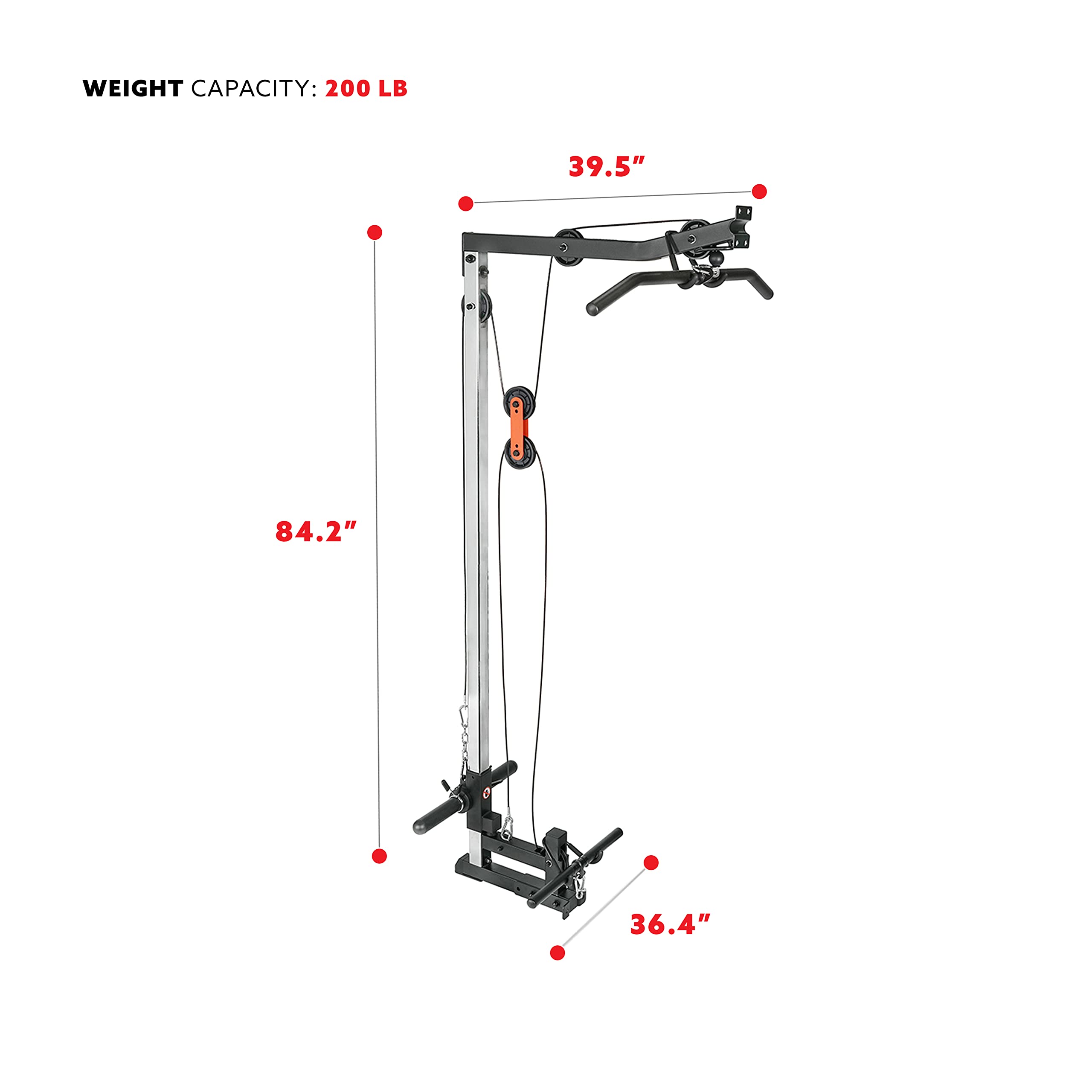 Sunny Health & Fitness LAT Pull Down Attachment Pulley System for Power Racks β SF-XF9927