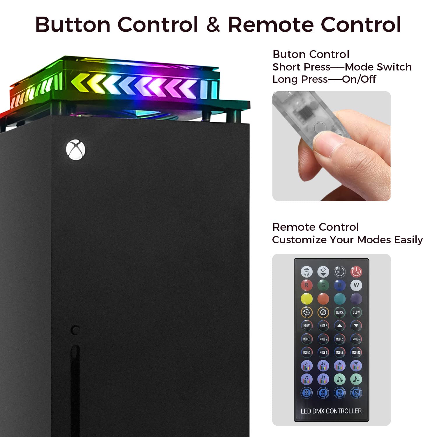 Cooling Fan Compatible with Xbox Series X - Sonicgrace Fan Cooler System for Xbox Series X with 400+ RGB Light Effects, Dust-proof, Low Noise Top Fan, APP, Remote Control for Series X Accessories