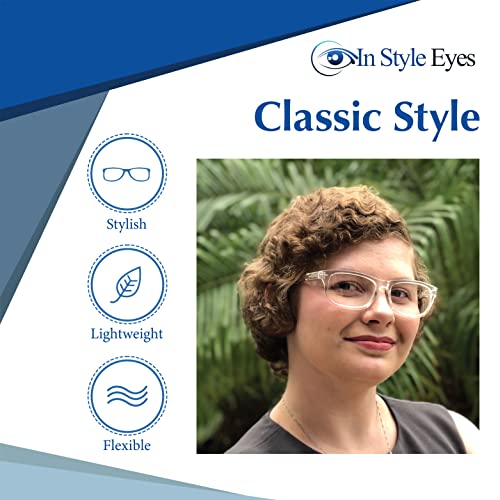 In Style Eyes Seymore Retro Bifocal Cheaters Reading Glasses - Full-Rimmed Classic Oval Acetate Frame - Non-Progressive Lens - Clear Black - 3.25x