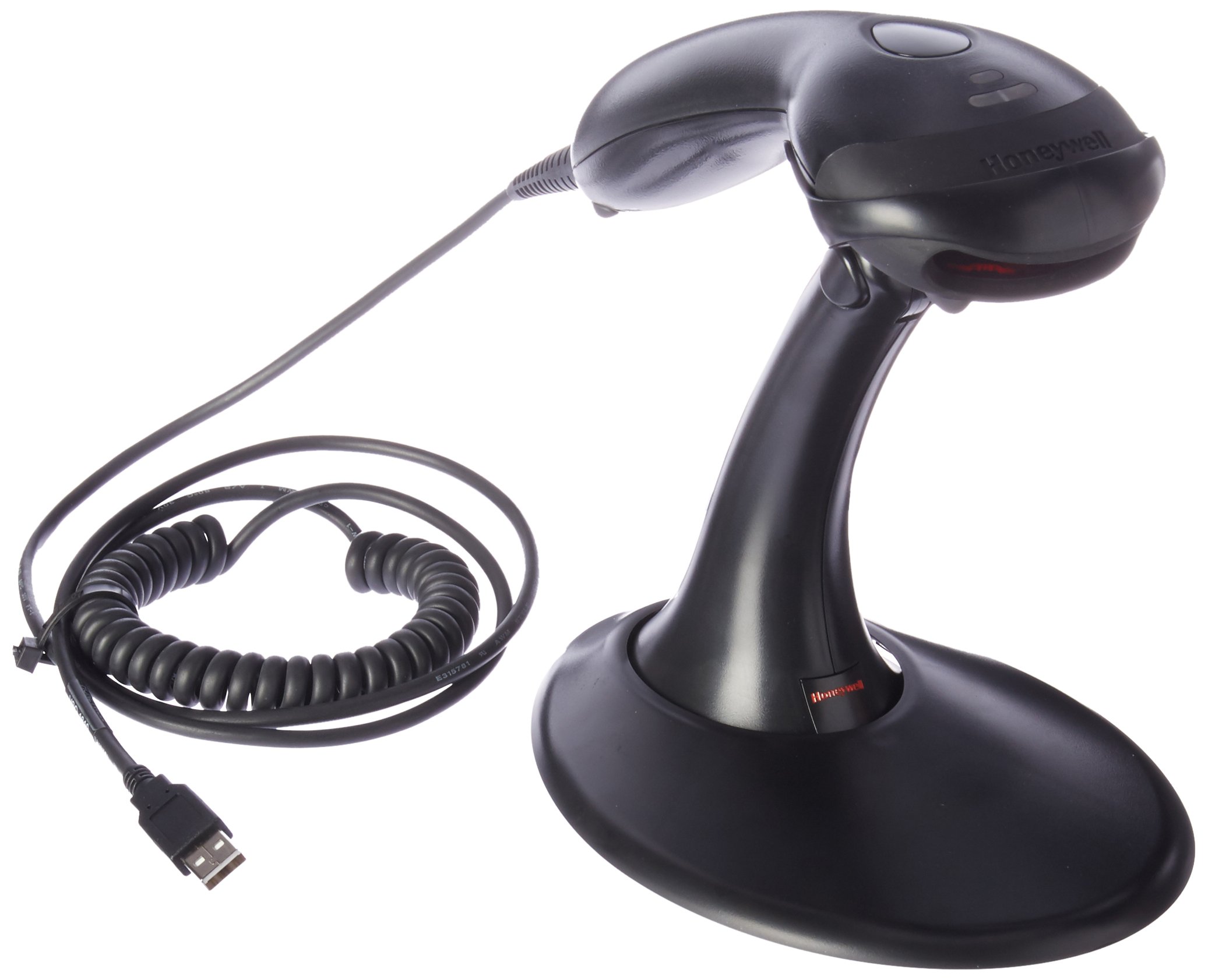 Honeywell MK9520-37A38 Voyager Series 9520 Single-Line Laser Scanner Kit, USB, with Stand, Coiled Low Speed USB Direct Cable, Documentation, Black