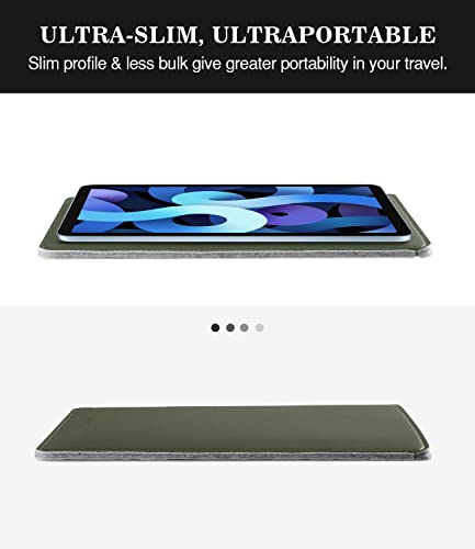 MoKo 9-11 Inch Tablet Sleeve, PU Leather Briefcase Slim Stylish Case Fits New 11-inch iPad Pro M4/iPad Air M2 2024, iPad Air 5/4/3th 10.9/10.5, iPad 10/9/8th Gen 10.9/10.2,Tab S8/S9 11, Midnight Green