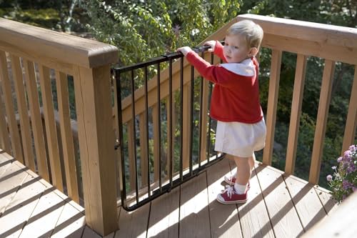 Cardinal Gates SS30OD Outdoor Baby Gate for Stairs - Adjustable Outdoor Dog Gate - Aluminum Safety Gate for Kids & Pets - Can be Installed at Angles - 27 to 42.5 Inches Wide - Black