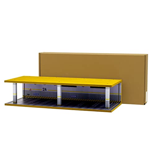 Giorkecl 1/32 Model Car Display Case,Model Car Parking Lot Garage,Display Case for Diecast Cars,6 Parking Space Acrylic Toy Garage with LED Light