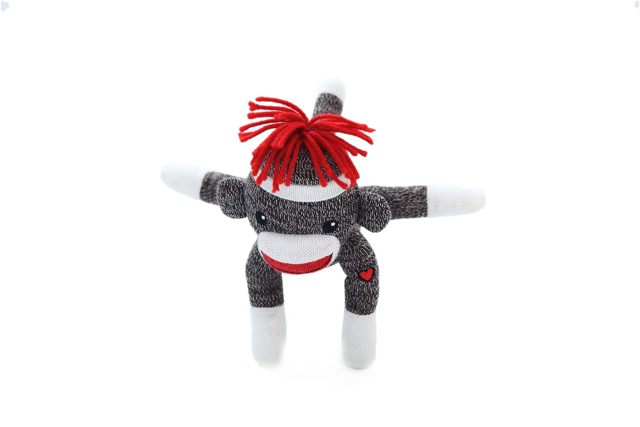 Plushland Adorable Sock Monkey 8 Inches Tall - Soft Realistic Plush Knitted Stuffed Animal Toy Gift - for Kids, Babies, Teens, Girls and Boys (Brown)