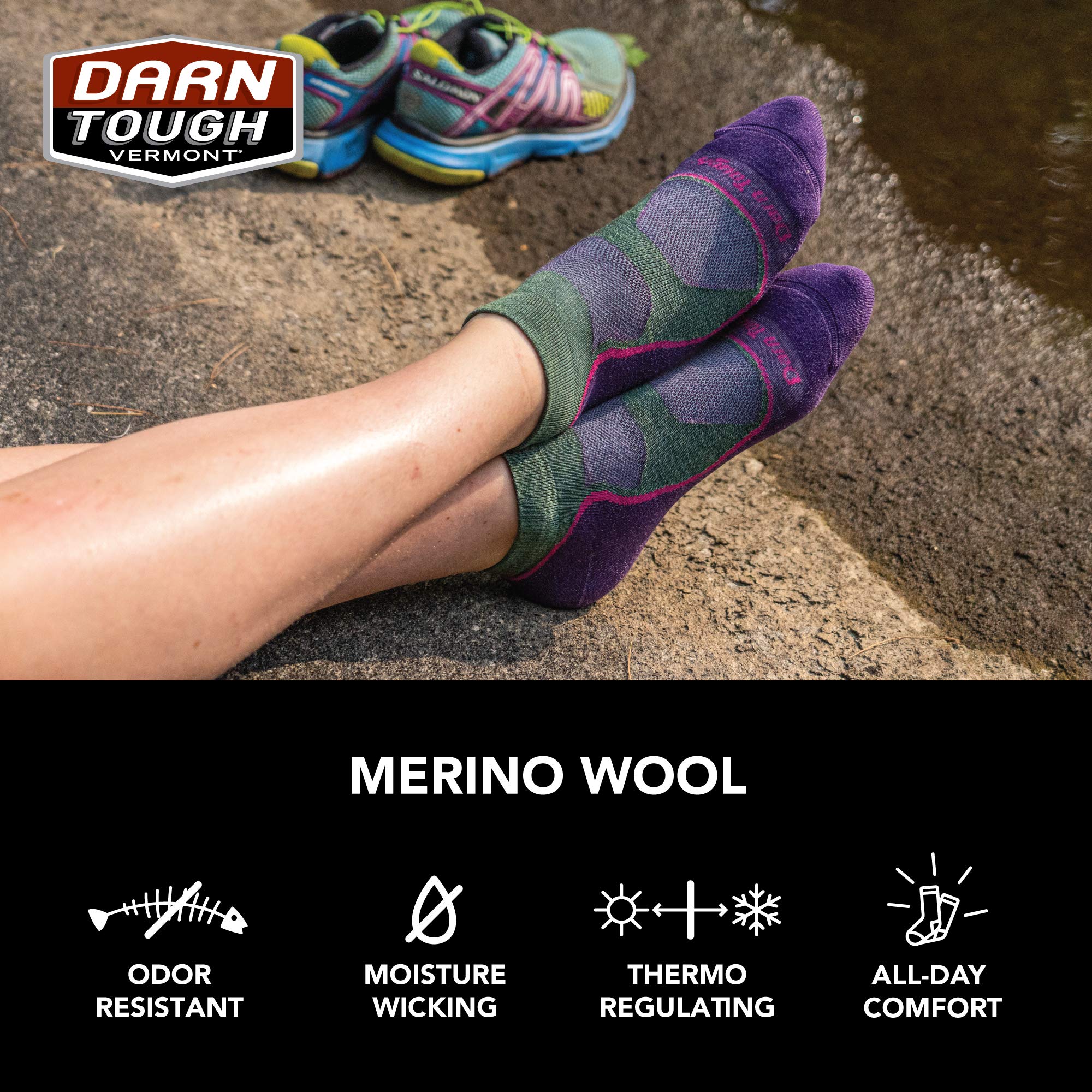 Darn Tough Vermont Light Hiker No Show Lightweight with Cushion Marine SM (US 4.5-7)