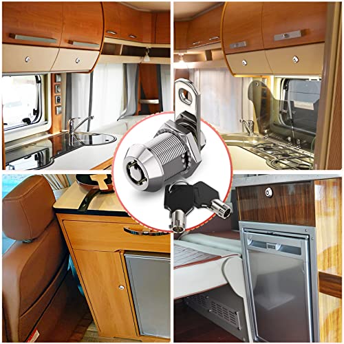 MKING Locks Tubular Cam Lock,RV Storage Lock,Cabinet Locks, Keyed Alike Removable Key (7/8 Inch 90°, Chrome Pack of 4)