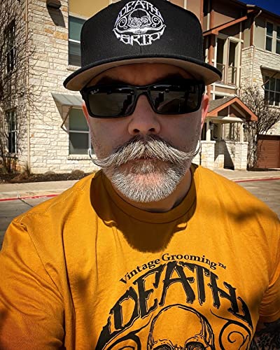 Death Grip Skull Hat | Baseball Cap with Skull Logo Design | Skullcap Back Snap for Men Women & Young Adults Mustache Wax Snapback