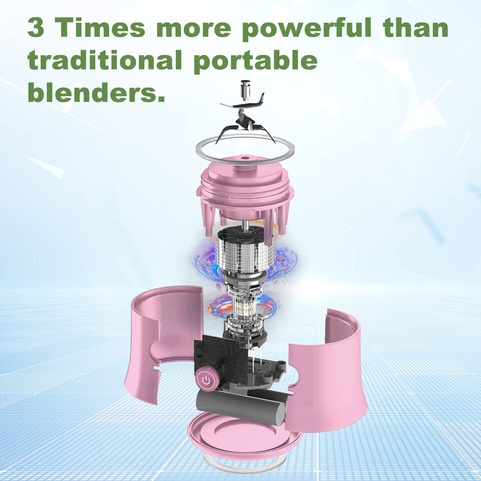 Portable Blender Personal Blender for Shakes and Smoothies with 20 Oz Travel Cup and Lid for Traveling, Outdoor, Gym, Office. (Pink)