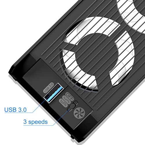 Cooling Fan for PS5 Disc & Digital Editions, ELECGO Efficient Heat Dissipation & Low Noise Fans Built-in 3 Small Fans with Powered USB 3.0 Port, LED Light, Adjustable Wind