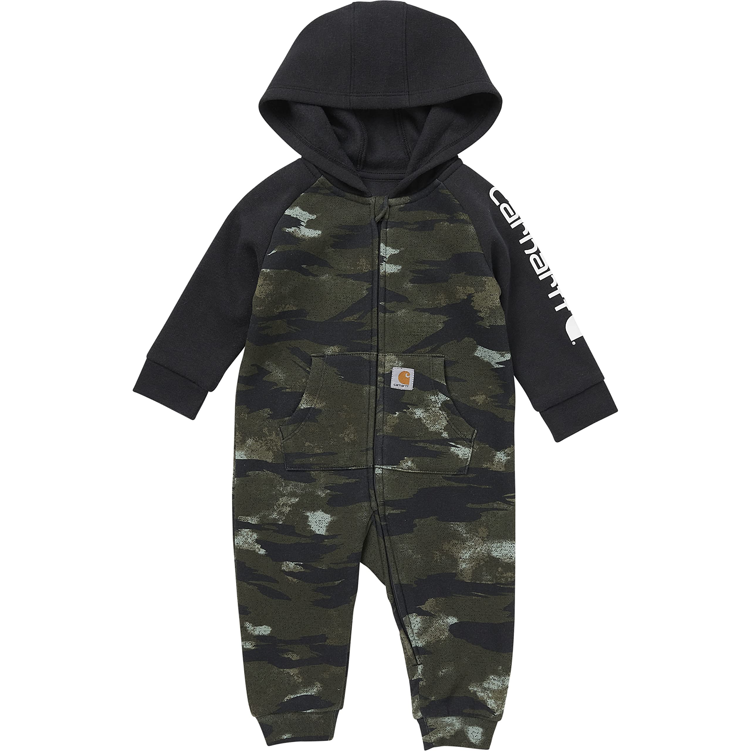 Carhartt Baby Boys' Long-Sleeve Zip-Front Hooded Coverall, Blind Fatigue Camo, 9M