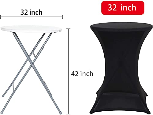 Obstal Cocktail Table Covers Stretch Spandex Black Cocktail Table Cover Cloth for Wedding, Banquet and Party (30"-32" Diameter x 42" Height,1Pc)