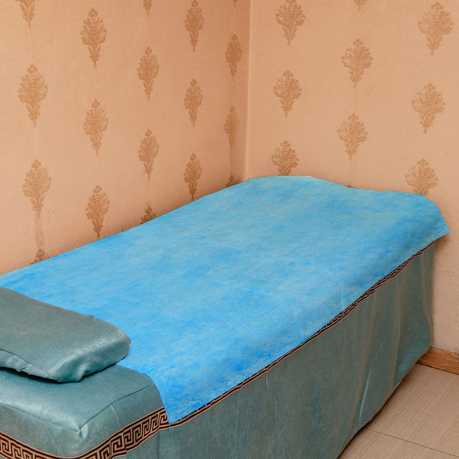 DEAYOU 40 PCS Spa Bed Sheets, Non Woven Fabric Bed Cover for Tattoo, Hotel, Esthetician, 31" x 70", Oil-Proof, Blue