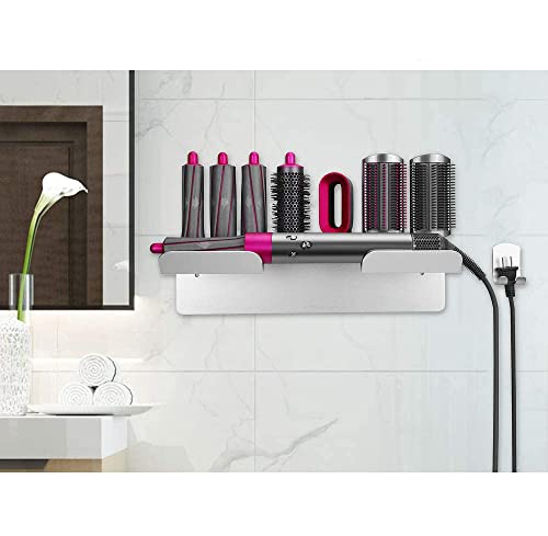 EUTRKei Dyson Airwrap Styler Holder, Storage Stand for Dyson Airwrap Styler Wall Mounted, Organizor Rack for Airwrap Styler and Attachments, Silver, (Only Stand)