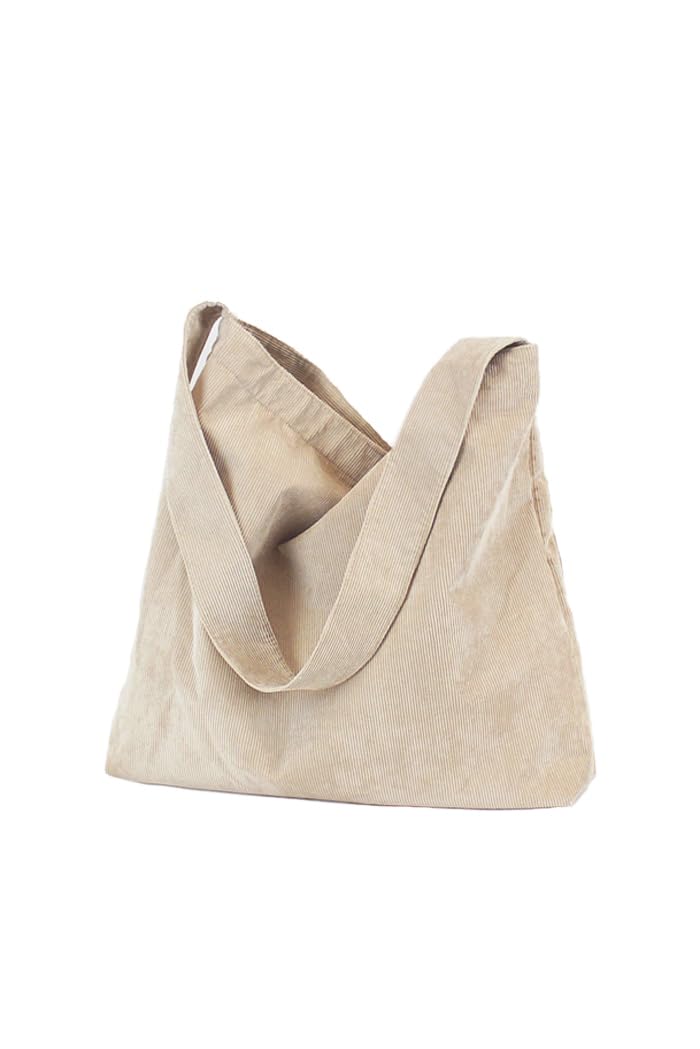 Women/Girls Corduroy Large Capacity Tote Bag Shoulder Bag Fashion Hobo Bag Casual Shopping Bag Handbag khaki