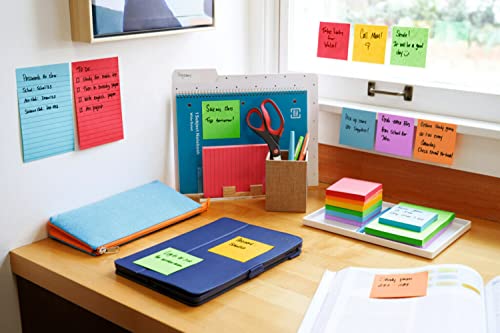 Post-it Super Sticky Notes, 5x8 in, 2 Pads, 2x the Sticking Power, Marrakesh Collection, Primary Colors (Red, Yellow, Green, Blue, Purple), Recyclable (5845-SSAN)