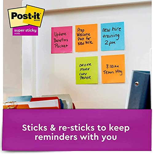 Post-it Super Sticky Pop-upNotes, 3x3 in, 6 Pads, 2x the Sticking Power, Energy Boost Collection, Bright Colors (Orange, Pink, Blue, Green),Recyclable (R330-6SSUC)