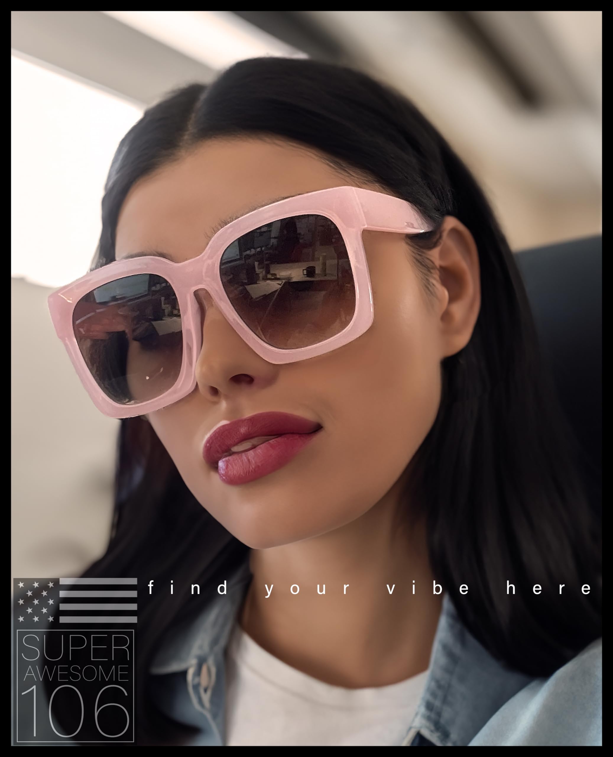 Womens XL Oversize Horned Rim Thick Plastic Retro Sunglasses Black Smoke
