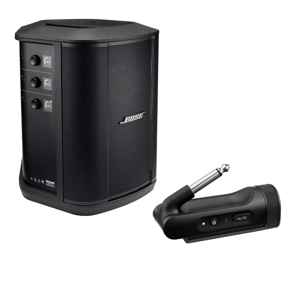 Bose S1 Pro+ Portable Wireless PA System with Bluetooth, Black with 1/4" Wireless Instrument Transmitter