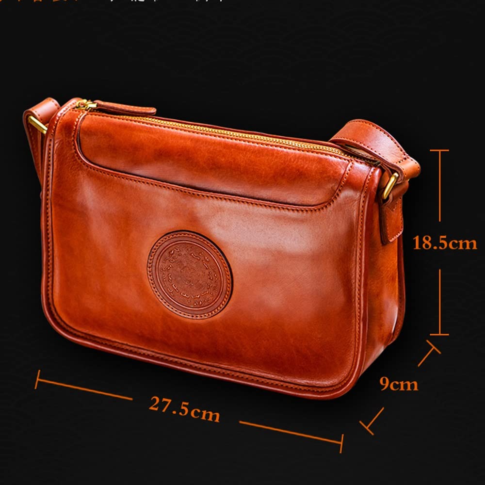 CZDYUF Large Capacity Shoulder BagHandmade Men's and Women's Crossbody Commuter Bag Casual Genuine Leather